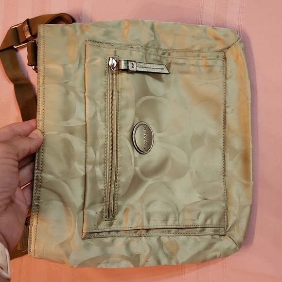 Coach | Bags | Coach Signature Nylon File Bag Tan | Poshmark